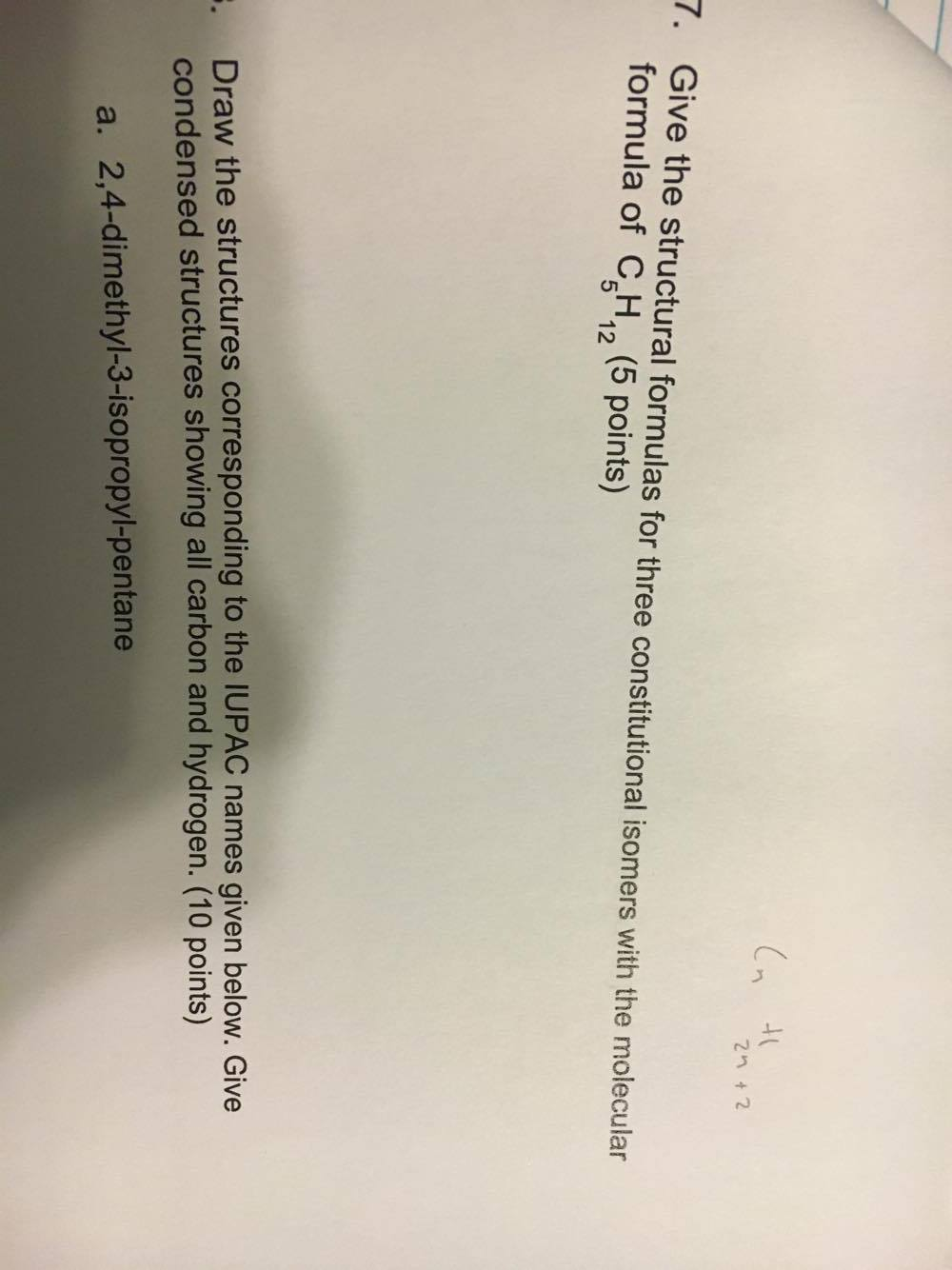 Solved Give The Structural Formulas For Three Constitutional
