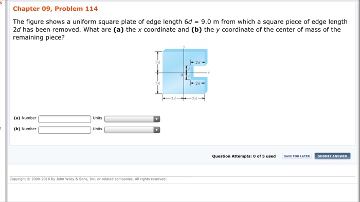 Solved The figure shows a uniform square plate of edge | Chegg.com