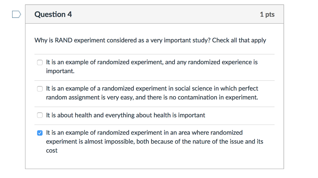 Solved Why is RAND experiment considered as a very important | Chegg.com