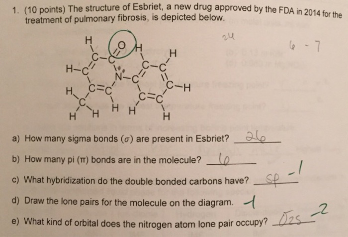 Solved The structure of Esbriet, a new drug approved by the | Chegg.com