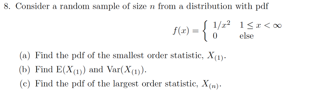 Solved 8. Consider a random sample of size n from a | Chegg.com
