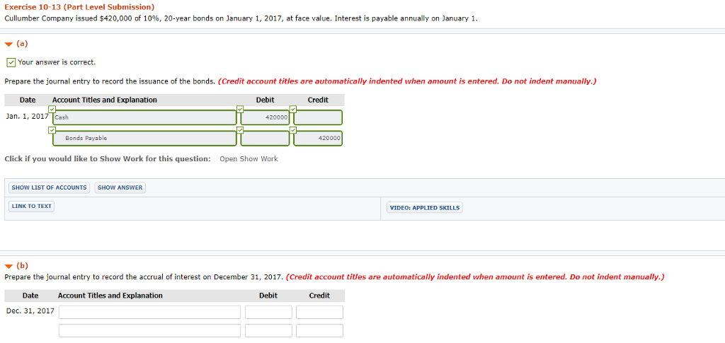 Solved Exercise 10-13 (Part Level Submission) Cullum ber | Chegg.com