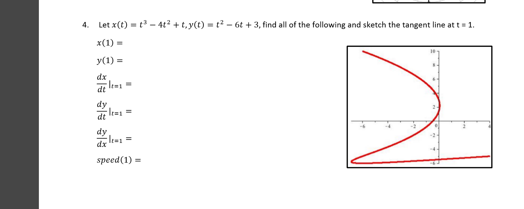 Solved Let x(t) = t^3 - 4t^2 + t, y(t) = t^2 - 6t + 3, find | Chegg.com Solved Let x(t) = t^3 - 4t^2 + t, y(t) = t^2 - 6t + 3, find | Chegg.com