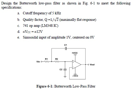 Solved Design the Butterworth low-pass filter as shown in | Chegg.com
