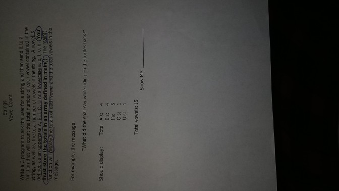 Solved Strings Vowel Count Write a C program to ask the user | Chegg.com