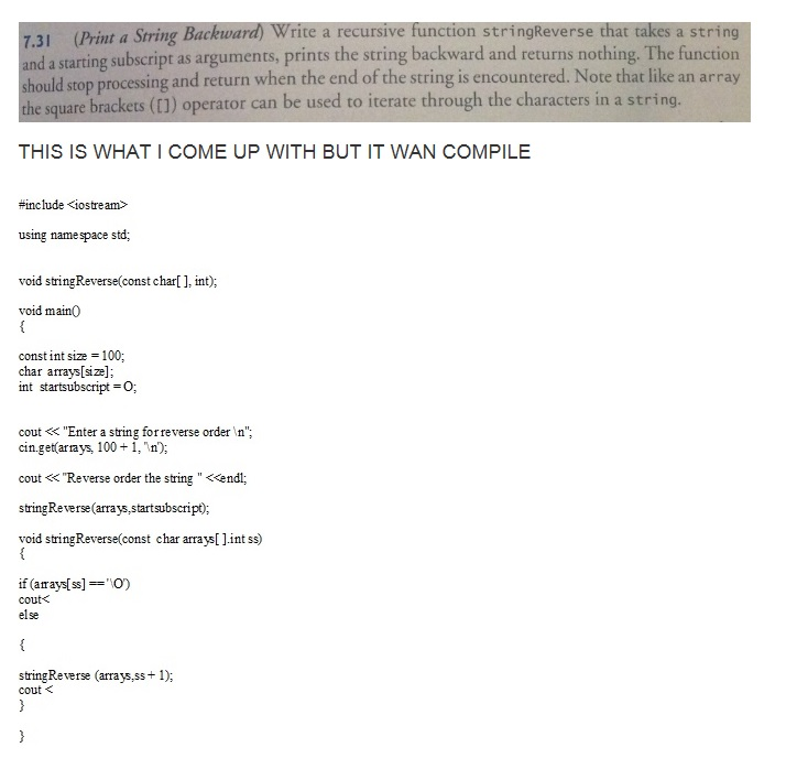 Solved a string d a starting subscript as arguments, prints | Chegg.com
