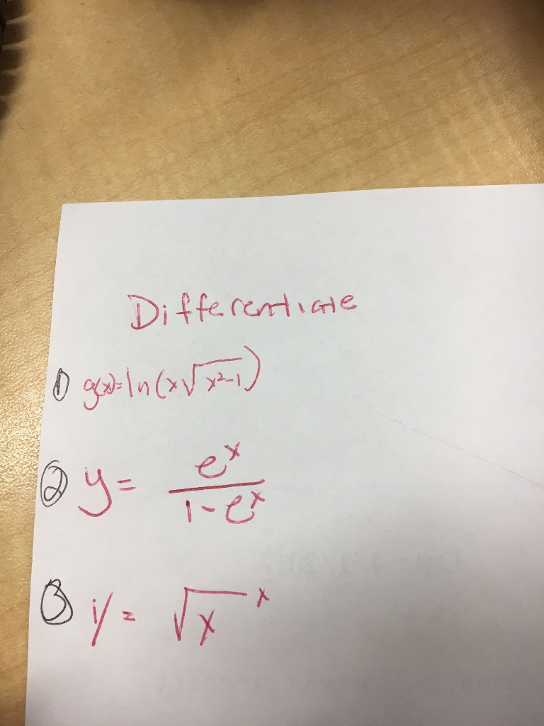 Solved Differentiate g(x) = ln(x squareroot x^2-1) y = | Chegg.com