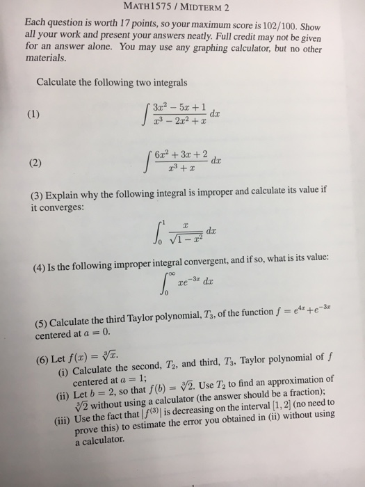 Solved Calculate the following two integrals integral 3x^2 | Chegg.com