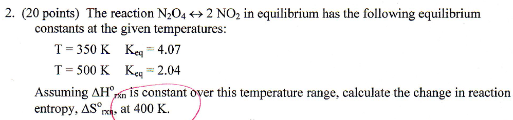 Solved 2. (20 points) The reaction N2O4 2 NO2 in equilibrium | Chegg.com
