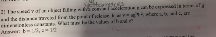 Solved The speed v of an object falling with a constant | Chegg.com