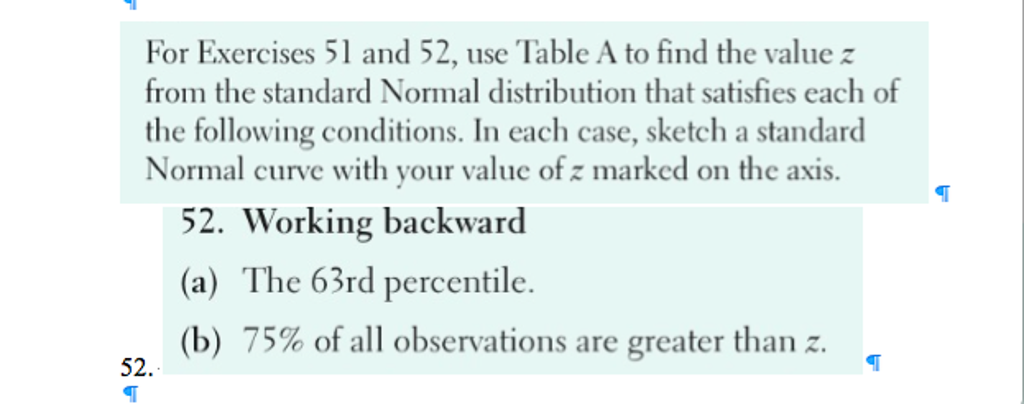 Solved Use Table A to find the value z from the standard | Chegg.com