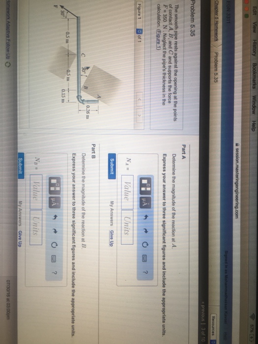 Solved The smooth pipe rests against the opening at the | Chegg.com