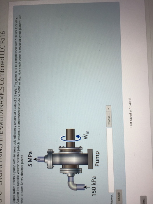 Solved Liquid water enters a pump with an isentropic | Chegg.com