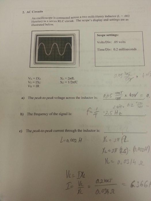 Solved An oscilloscope is connected across a two milli-Henry | Chegg.com