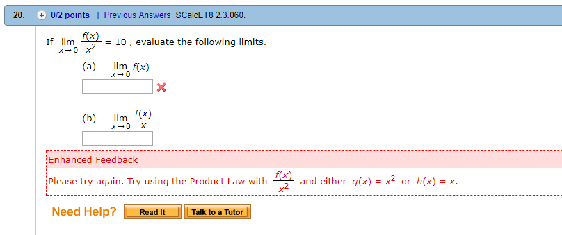 Solved 20. 0/2 points | Previous Answers SCalcET8 2.3.060 If | Chegg.com Solved 20. 0/2 points | Previous Answers SCalcET8 2.3.060 If | Chegg.com