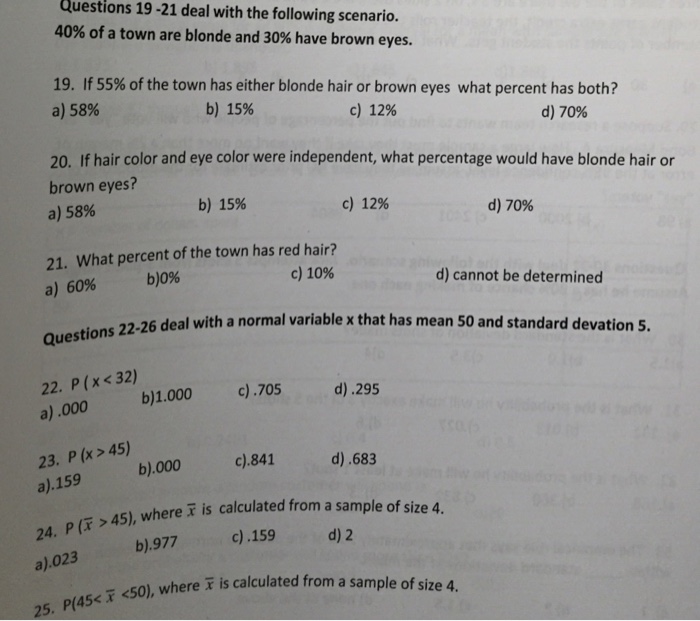 Solved Questions 19-21 deal with the following scenario. 40% | Chegg.com