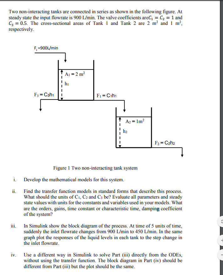 Solved Two non-interacting tanks are connected in series as | Chegg.com