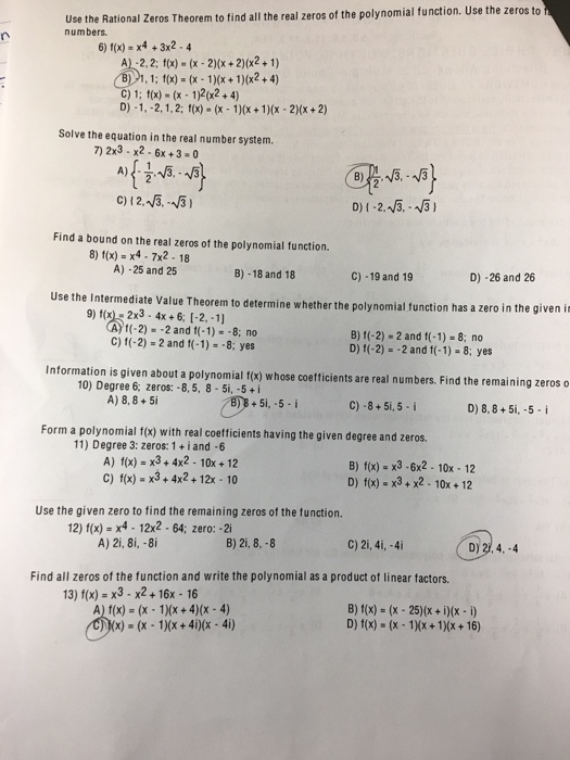 Solved Use The Rational Zeros Theorem To Find All The Real