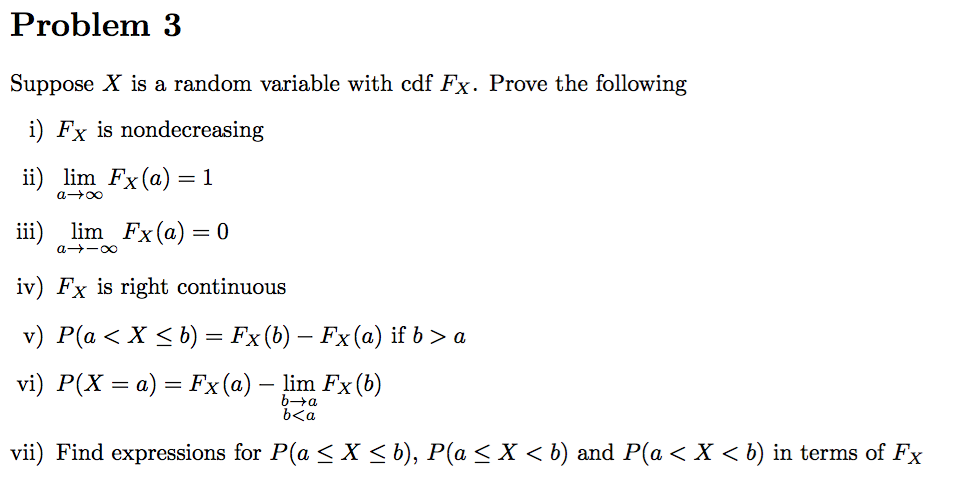 Solved Suppose X is a random variable with CDF Fx. Prove | Chegg.com