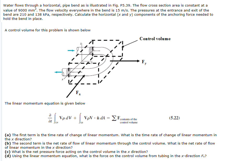 Solved Water flows through a horizontal, pipe bend as is | Chegg.com