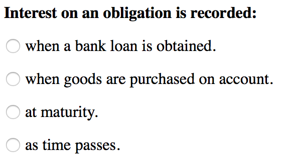 Solved Interest on an obligation is recorded: when a bank | Chegg.com