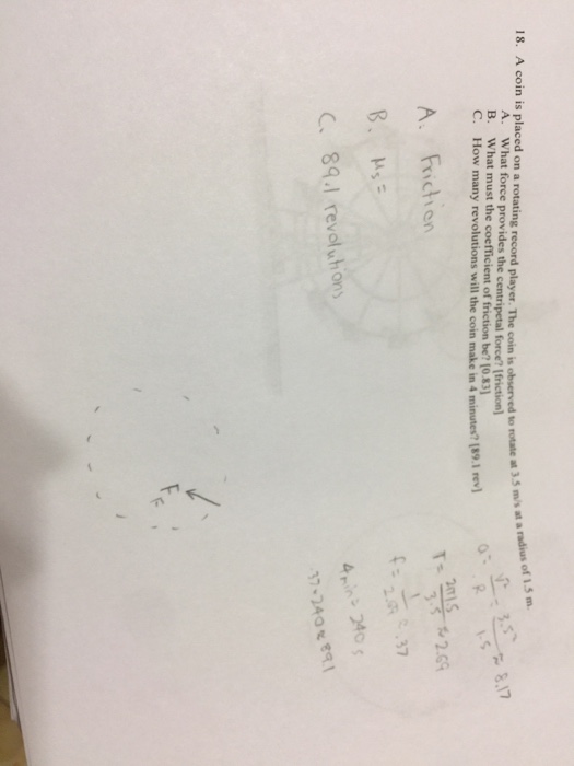 Solved A coin is placed on a rotating record player. The | Chegg.com