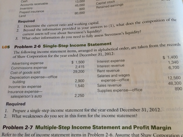 Solved Single step income statement | Chegg.com