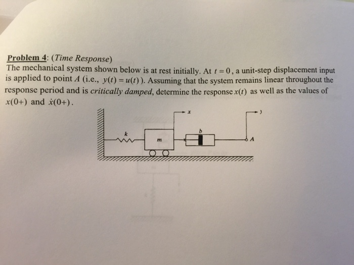Problem 4: ( Time Response) The mechanical system | Chegg.com