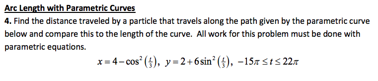 Arc Length with Parametric Curves Find the distance | Chegg.com
