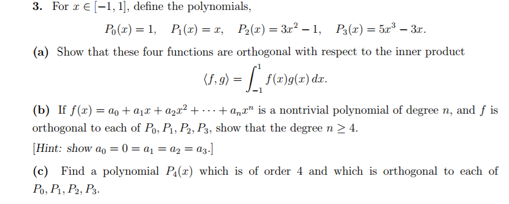 Solved For x elementof [-1, 1], define the polynomials, P_0 | Chegg.com