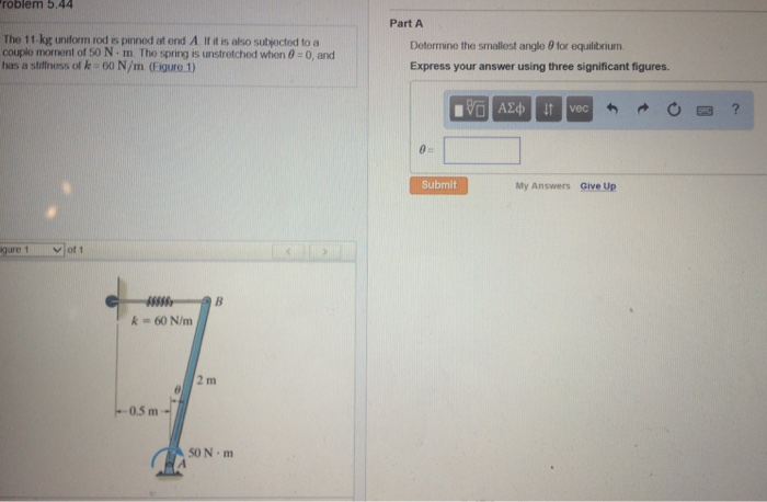 Solved The 11 - kg uniform rod is pinned at end A If it is | Chegg.com