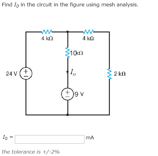 Solved Find Io In The Circuit In The Figure Using Mesh 6440