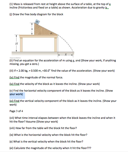 Solved (1) Mass is released from rest at height above the | Chegg.com