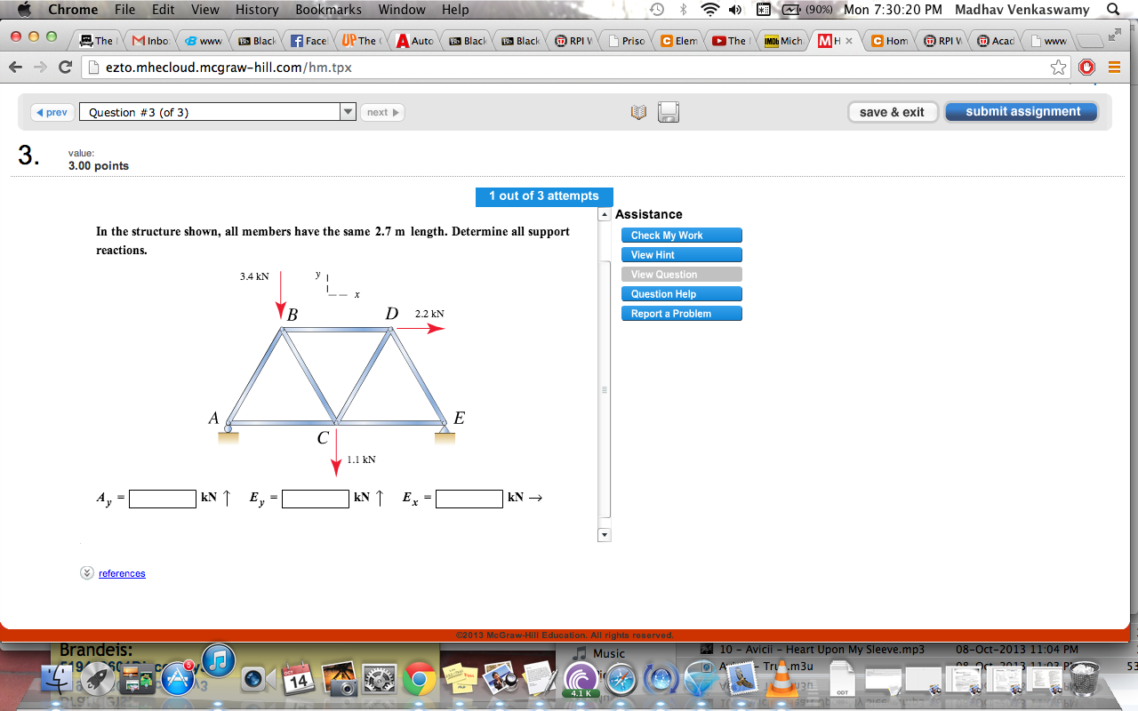 Solved In the structure shown, all members have the same 2.7 | Chegg.com