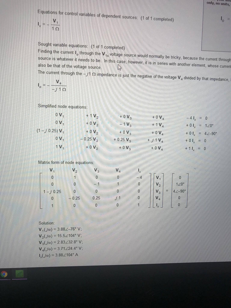 Solved only, no units, Equations for control variables of | Chegg.com