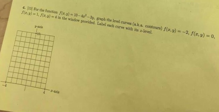 Solved For the function f(x, y) = 10 -4x^2 - 3y, graph the | Chegg.com