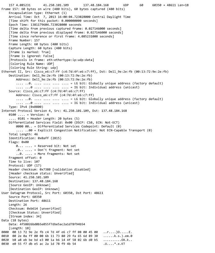 The hexdump of the IP header will be highlighted in | Chegg.com