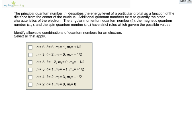 Solved The principal quantum number, n, describes the energy | Chegg.com