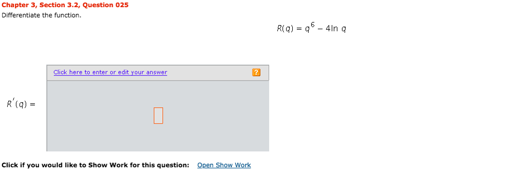 Solved Chapter 3, Section 3.2, Question 025 Differentiate | Chegg.com