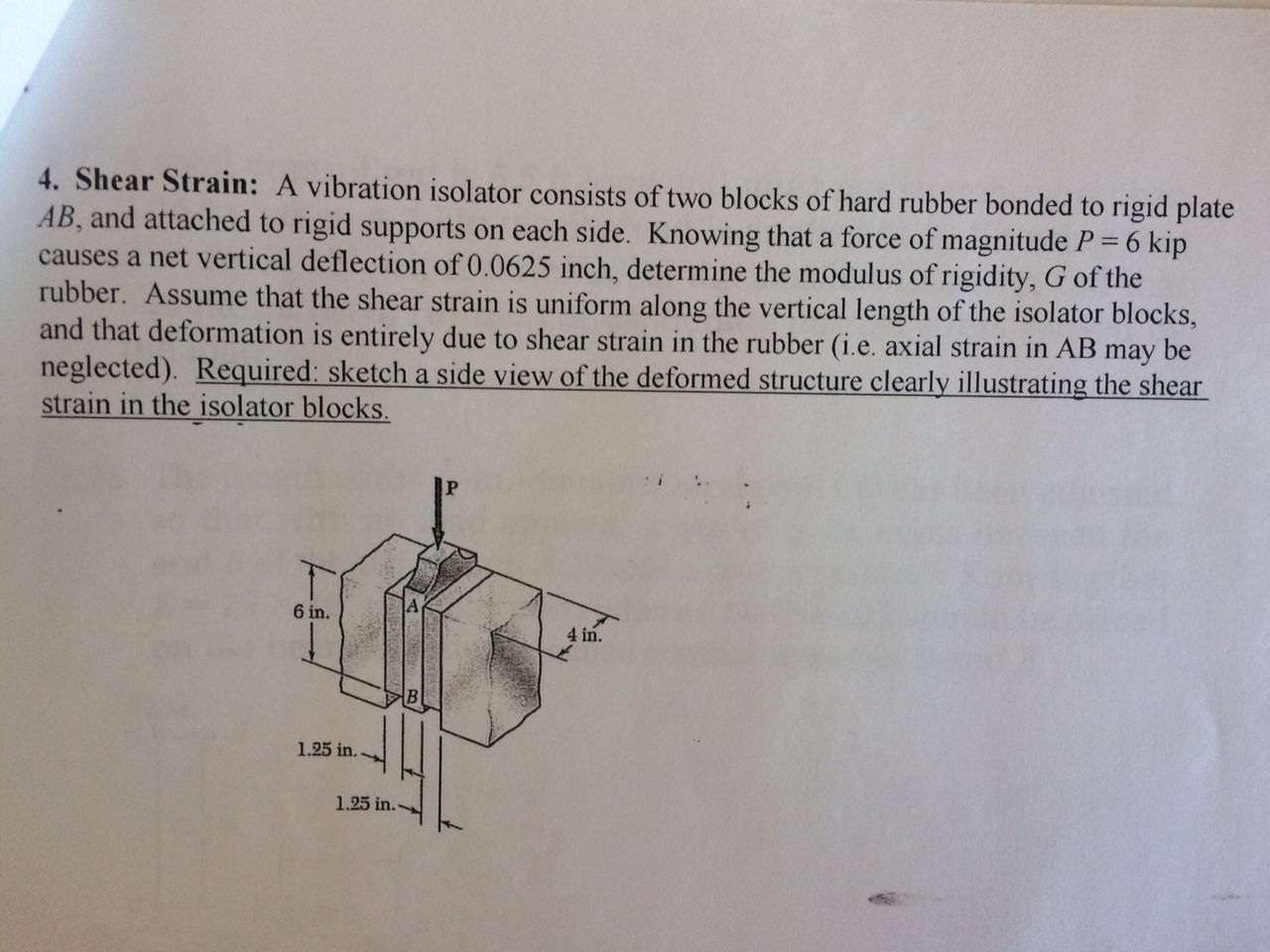 Solved 4. Shear Strain: A vibration isolator consists of two | Chegg.com