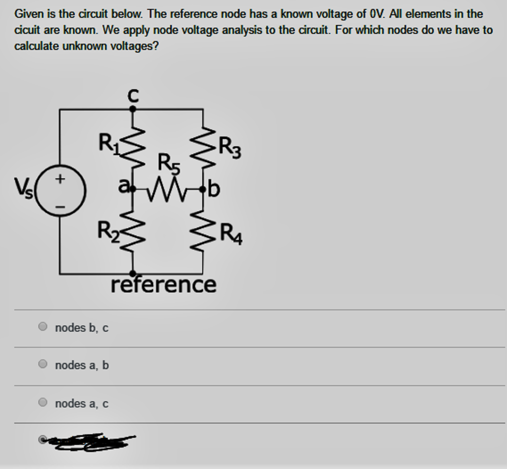 Solved Given is the circuit below. The node connected to | Chegg.com