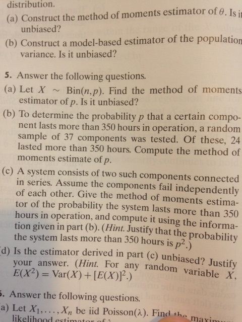Solved Construct The Method Moments Estimator Of Theta Is