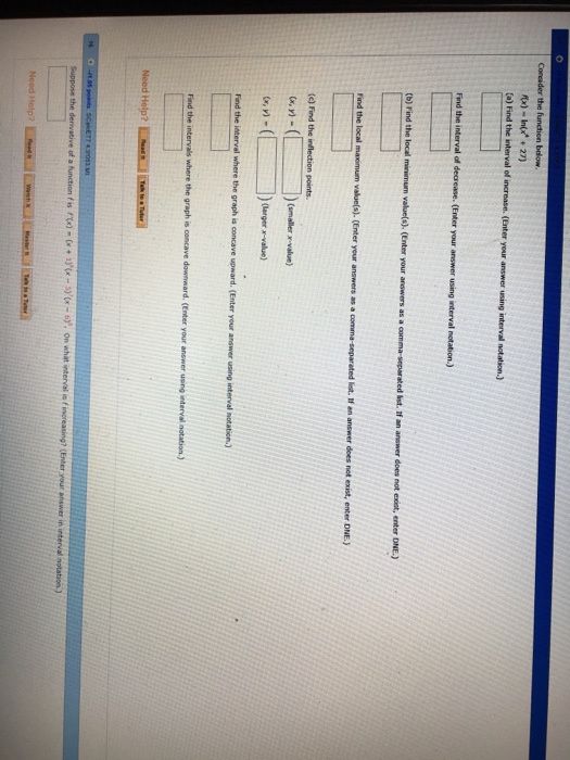 Solved The Function Below F X Ln X 4 27 Find The