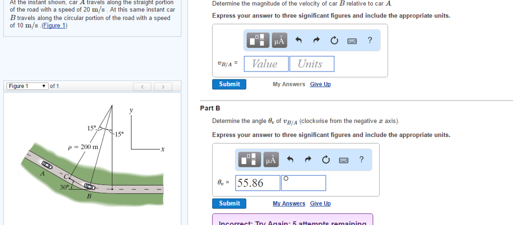 Solved At the instant shown, car A travels along the | Chegg.com