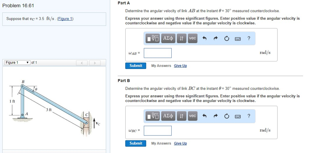 Solved Part A Problem 16.61 Determine the angular velocity | Chegg.com
