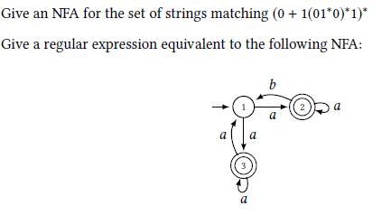 Solved Give an NFA for the set of strings matching (0 | Chegg.com