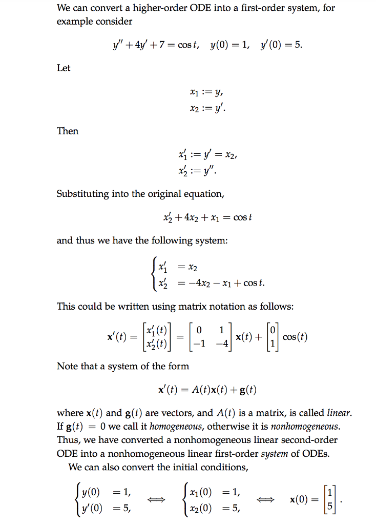 Solved We can convert a higher-order ODE into a first-order | Chegg.com