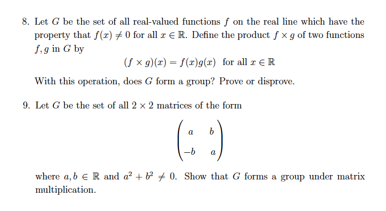 Solved Let G be the set of all real-valued functions f on | Chegg.com