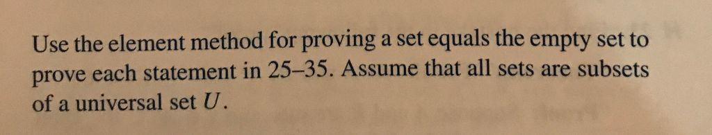 Solved Use the element method for proving a set equals the | Chegg.com
