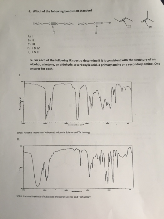 Solved 4. Which of the following bonds is IR-inactive? IV A) | Chegg.com